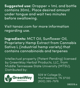 CBD+CBDA 1:1 Formula Tinctures | University Developed | Tanasi